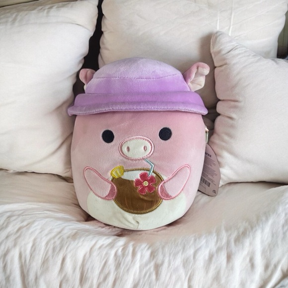 Squishmallows | Toys | Squishmallow Peter The Pink Pig 8 Wearing Bucket ...